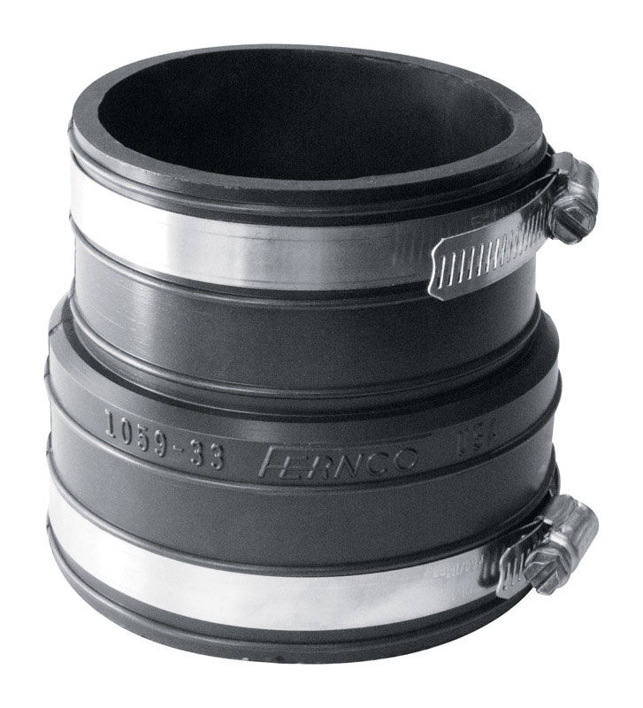 Fernco P1059-33 Flexible Drain Coupling 3-in (connects PVC plastic ...