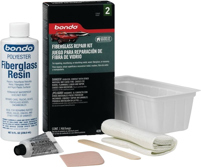 Bondo 420 Fiberglass Resin Repair Kit 1/2pt (contains fiberglass cloth ...