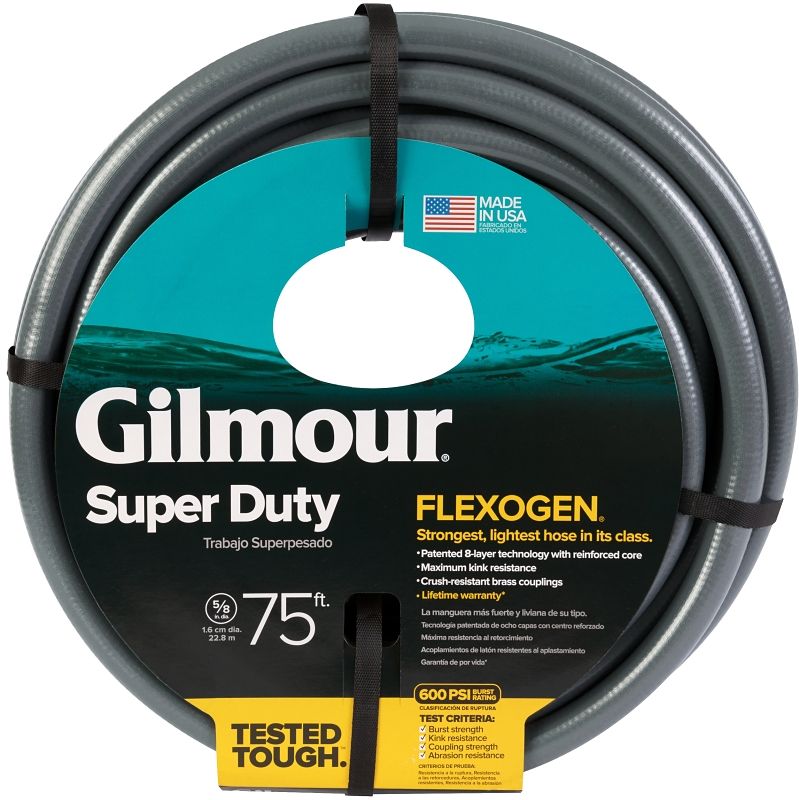 Gilmour 874751-1001 Flexogen Super Duty Garden Hose 600PSI 5/8-in x 75 ...