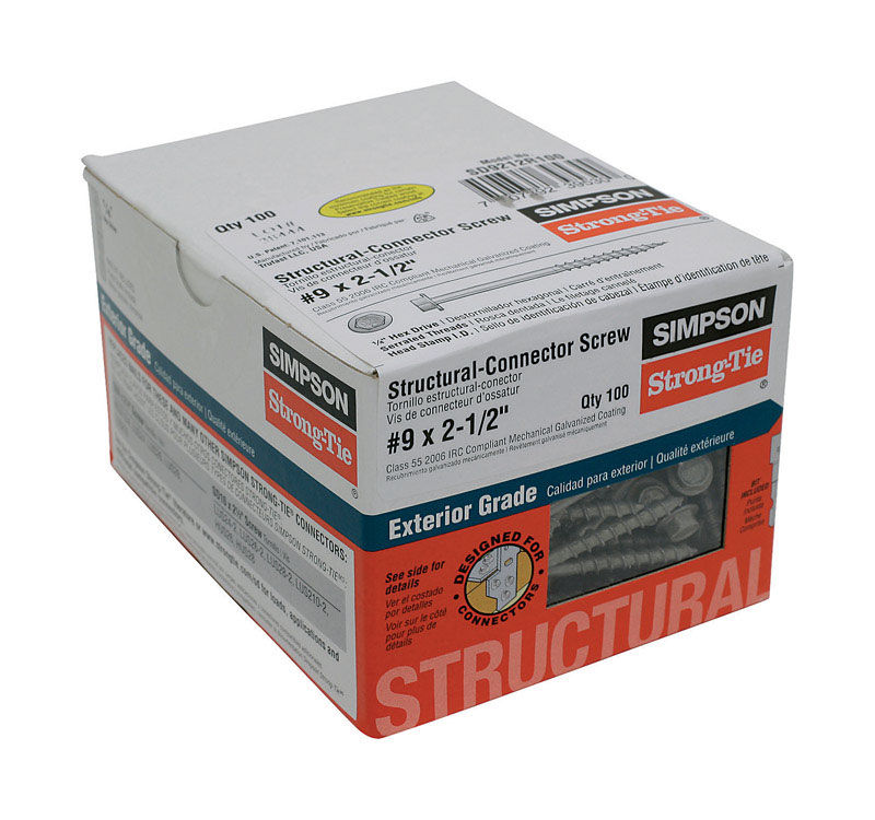 Simpson SD9212R100-R Structural Hex Drive Screw 9X2-1/2 100/PK at ...