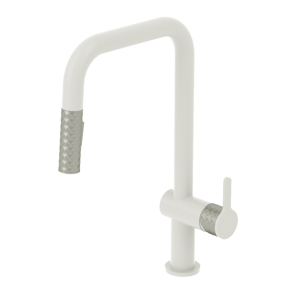 Tenzo, Single-Handle Kitchen Faucet Calozy - Matte White / Stainless ...