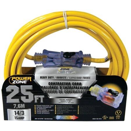 14Ga Powerzone Pro 25' Yellow low Extension Cord 14/3 Sjtow at Builders ...