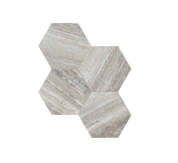 6x6" La Marca Porcelain Hexagon Mosaic - Travertino Instrata Honed ...