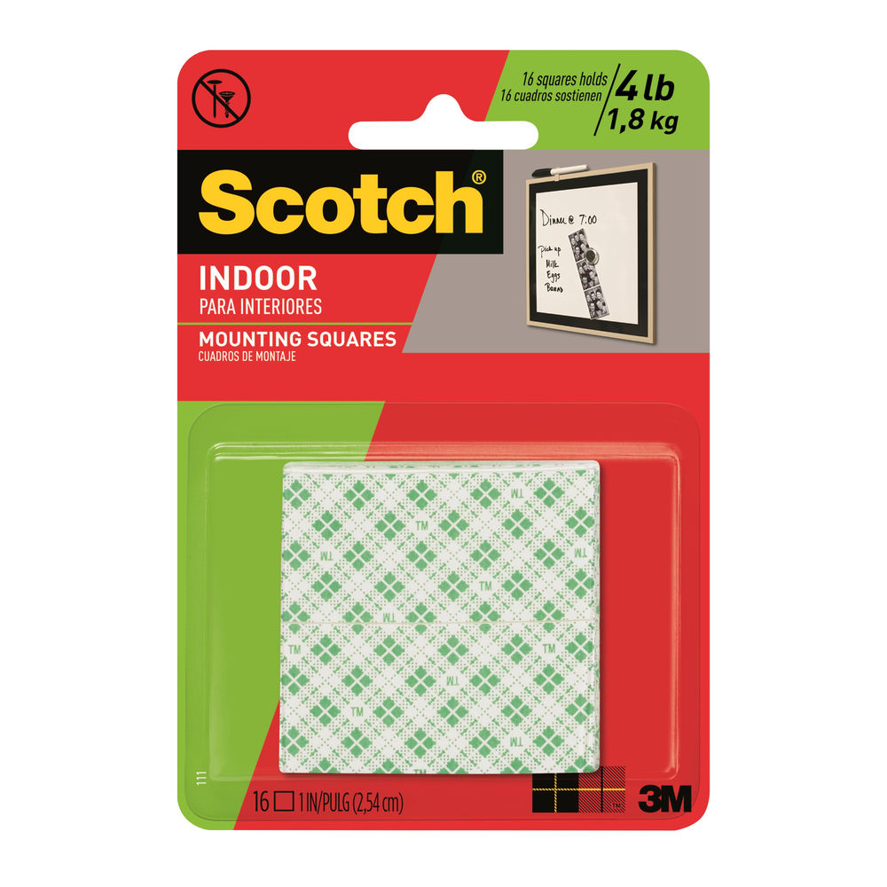 Scotch Indoor Double-Sided Mounting Squares 1 in x 1 in 16 Squares at ...