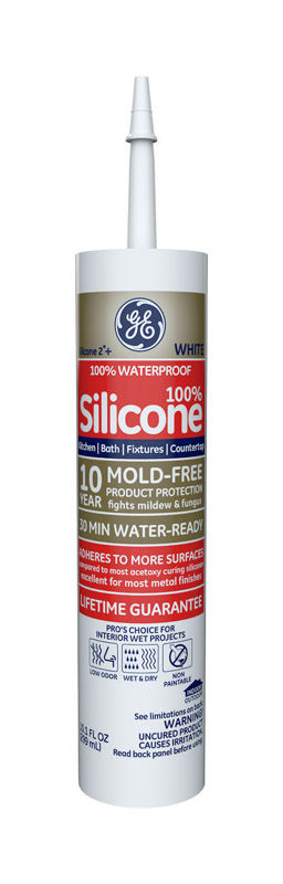 GE Advanced Silicone Kitchen & Bath Sealant 1 White 10.1 oz Cartridge ...