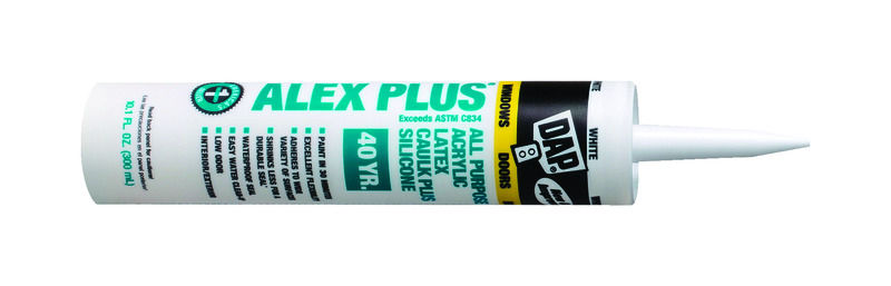DAP ALEX PLUS All Purpose Acrylic Latex Caulk Plus Silicone White 10.1 ...
