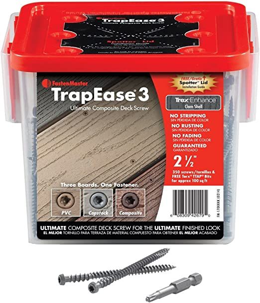 TrapEase 3 Pebble Grey 2-1/2" 100 sq ft/pack (350/box) Trex Screw at ...