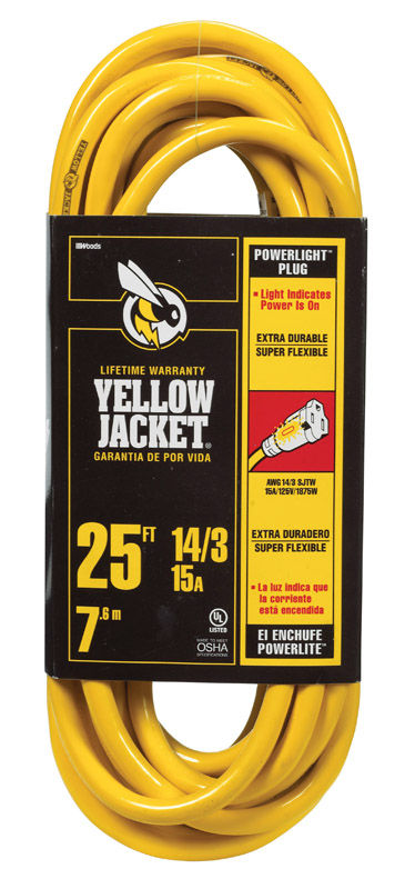 Yellow Jacket Outdoor 25 ft. Yellow Extension Cord 14/3 SJTW at Jaeger ...