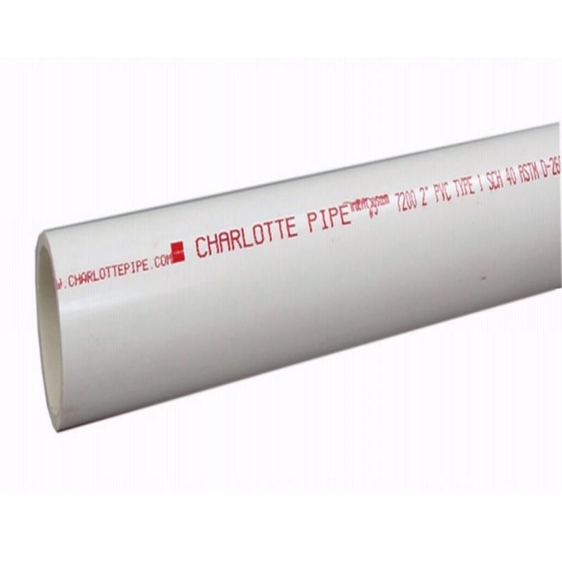 Charlotte Pipe Schedule 40 PVC Pressure Pipe 2 in. D x 10 ft. L Plain ...