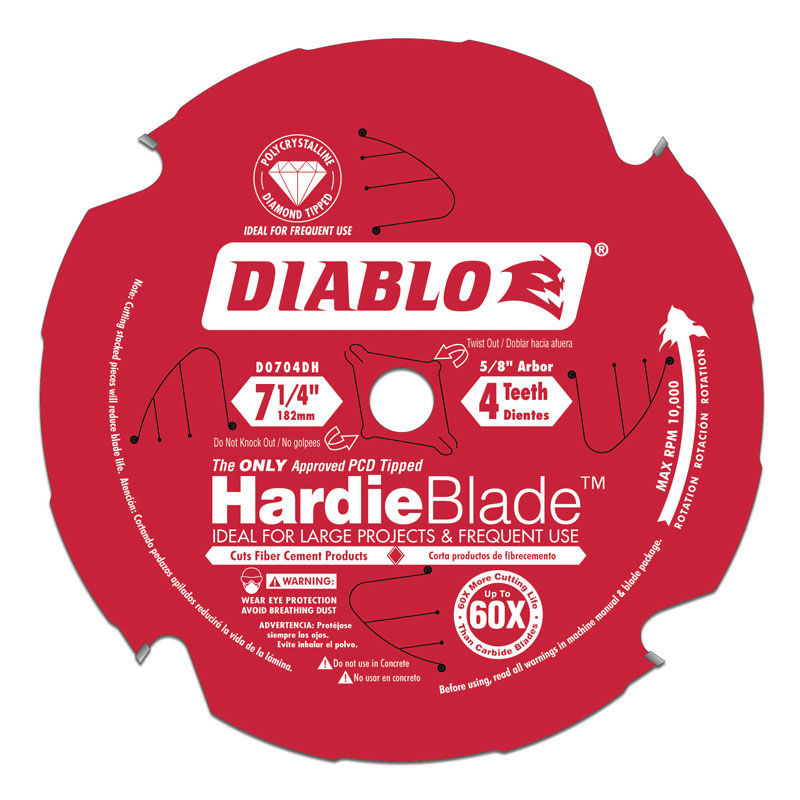 Diablo HardieBlade 7-1/4" D x 5/8" S Carbide Tip Titanium Fiber Cement ...