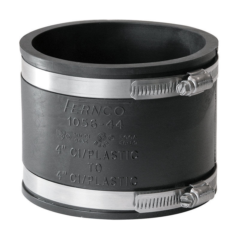 Fernco Schedule 40 4 in. Hub x 4 in. D Hub PVC Flexible Coupling, 1 pk ...