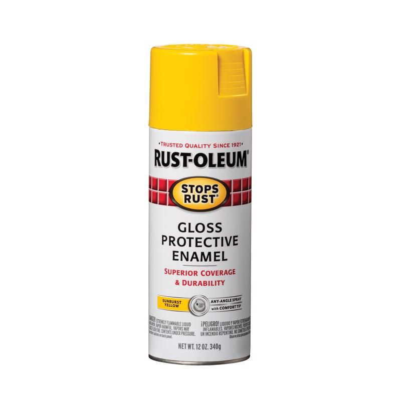 Rust-Oleum Stops Rust Gloss Sunburst Yellow Spray Paint 12 oz at Jaeger ...