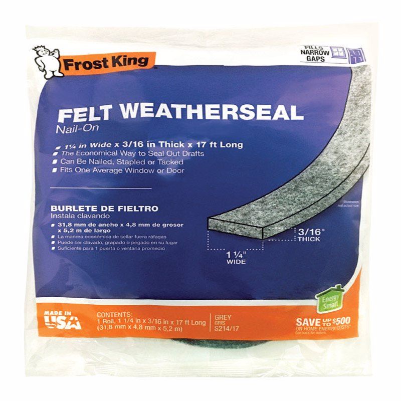 Frost King Gray Felt Weatherstrip for Doors and Windows 17' L x 3/16" T ...