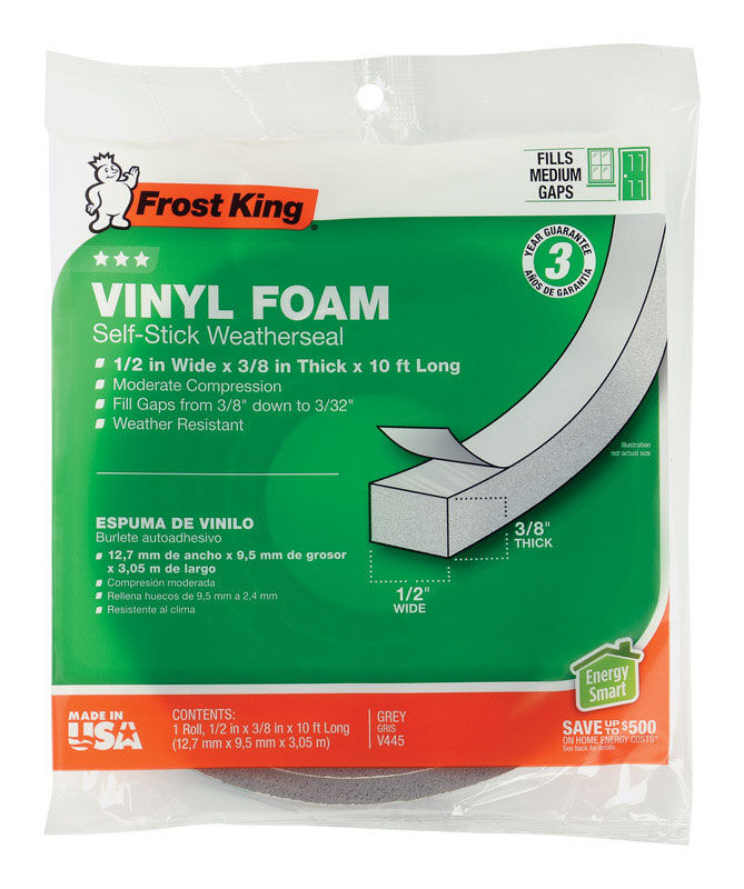 Frost King Gray Vinyl Clad Foam Waterproof Weatherseal for Doors and ...