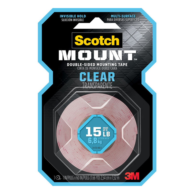 3M Scotch-Mount Double Sided 1 in. W x 60 in. L Mounting Tape, Clear at ...