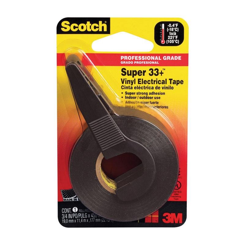 Scotch Super 33+ Black Vinyl Electrical Tape 3/4 in. W x 450 in. L at ...