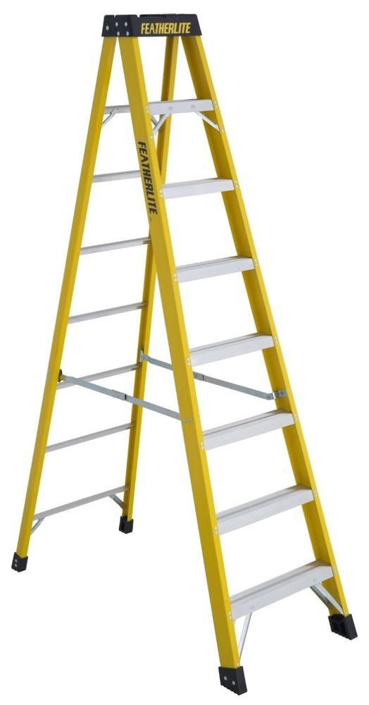 Featherlite Extra Heavy Duty 8' Fiberglass Step Ladder, Grade 1A, 300 ...