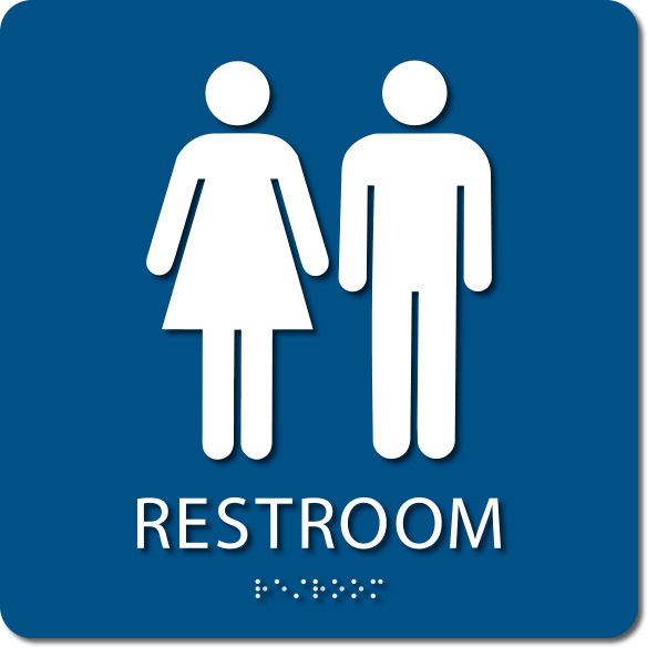 12" Blue Restroom Sign Unisex ADA at Ashby Lumber | Restroom Signs