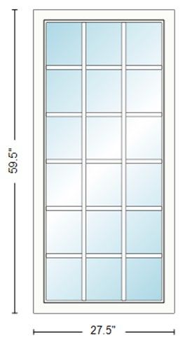 White Vinyl Picture Window DHP2860-9L Single Low-E/Argon 9-Lite GBG at ...