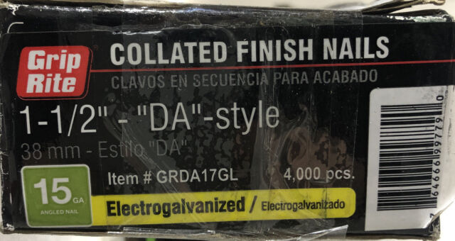 1-1/2" x 15GA Grip-Rite Angled Galvanized Adhesive Collated Finish ...