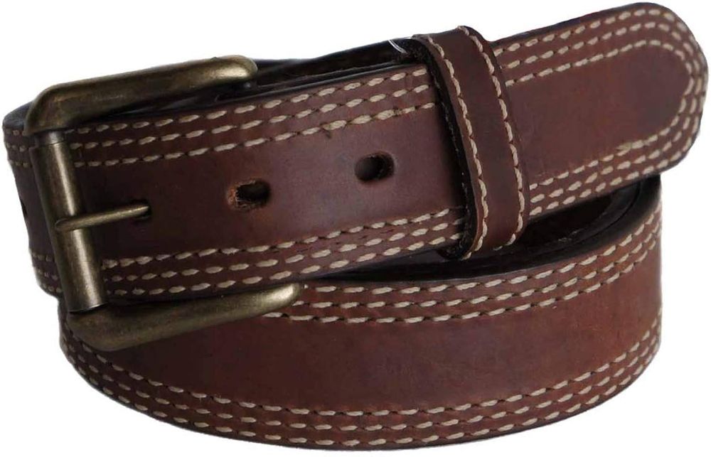 40 in. Tan Triple Stitch Full Grain Leather Belt - 1-1/2 in. - Mens ...