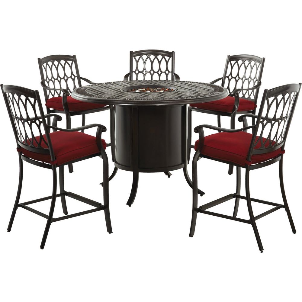 Outdoor Expressions Dondero 6 pc. Aluminum High Dining Set with Fire ...