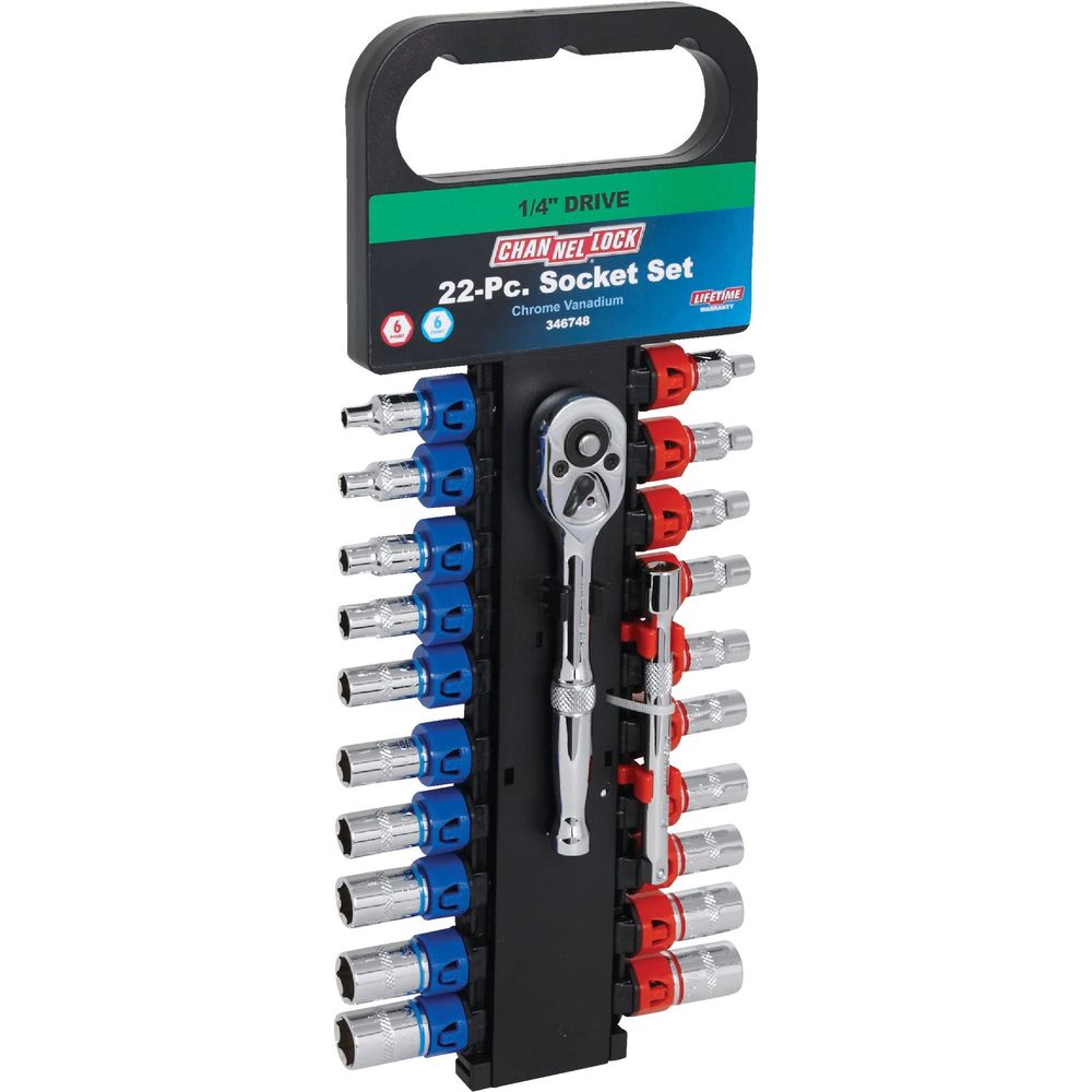 Channellock SAE 1/4 in. Drive 6-Point Shallow Ratchet & Socket Set (22 ...