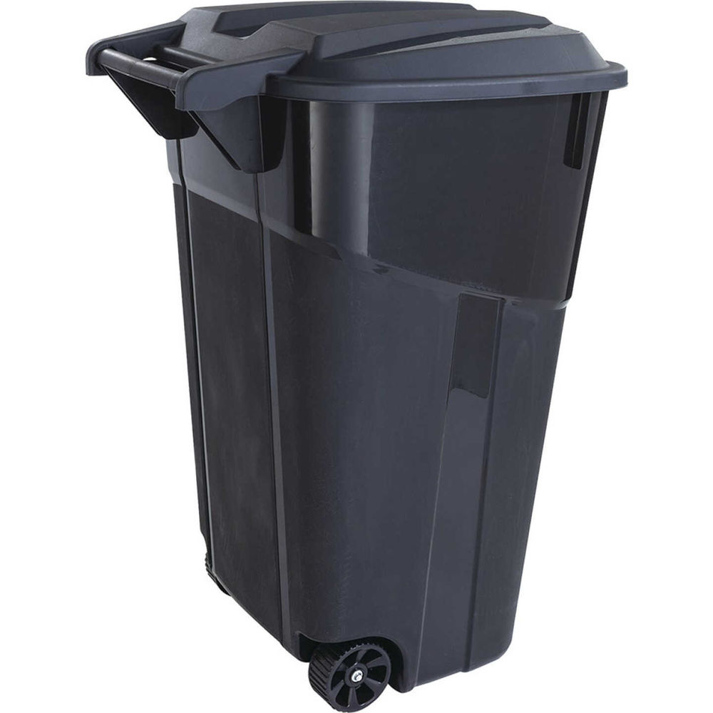 United Solutions Rough & Rugged Wheeled Trash Can & Lid Black 32 gal ...