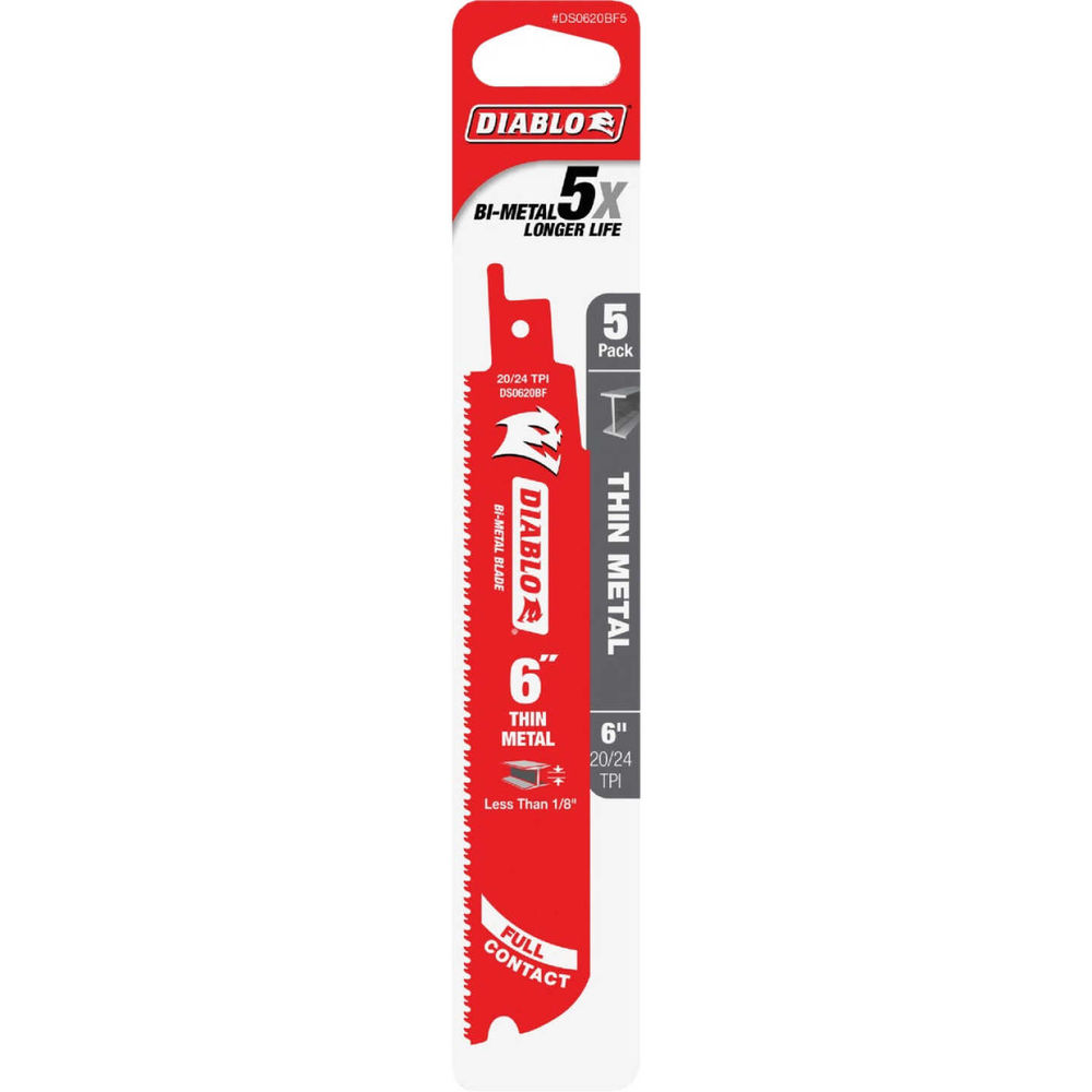Diablo DS0620BF5 Freud 6" Steel Demon 20/24 TPI Reciprocating Blade at ...