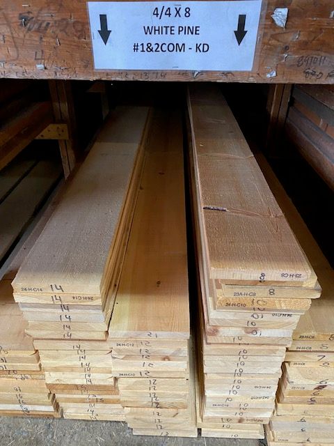 4/4x8" W.Pine #1 & #2 Common Kiln Dried Rough at Peacock Lumber ...