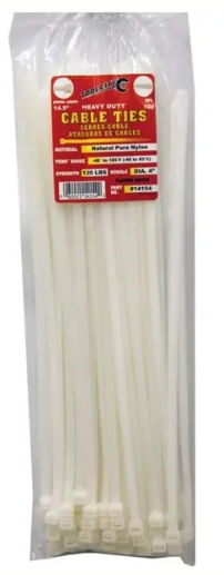 Tool City 14.5 in. Heavy Duty 120 lbs. Tensile Cable Ties Natural (100 ...