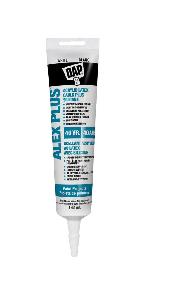 DAP ALEX PLUS® All Purpose Acrylic Latex Caulk Plus Silicone WHITE ...
