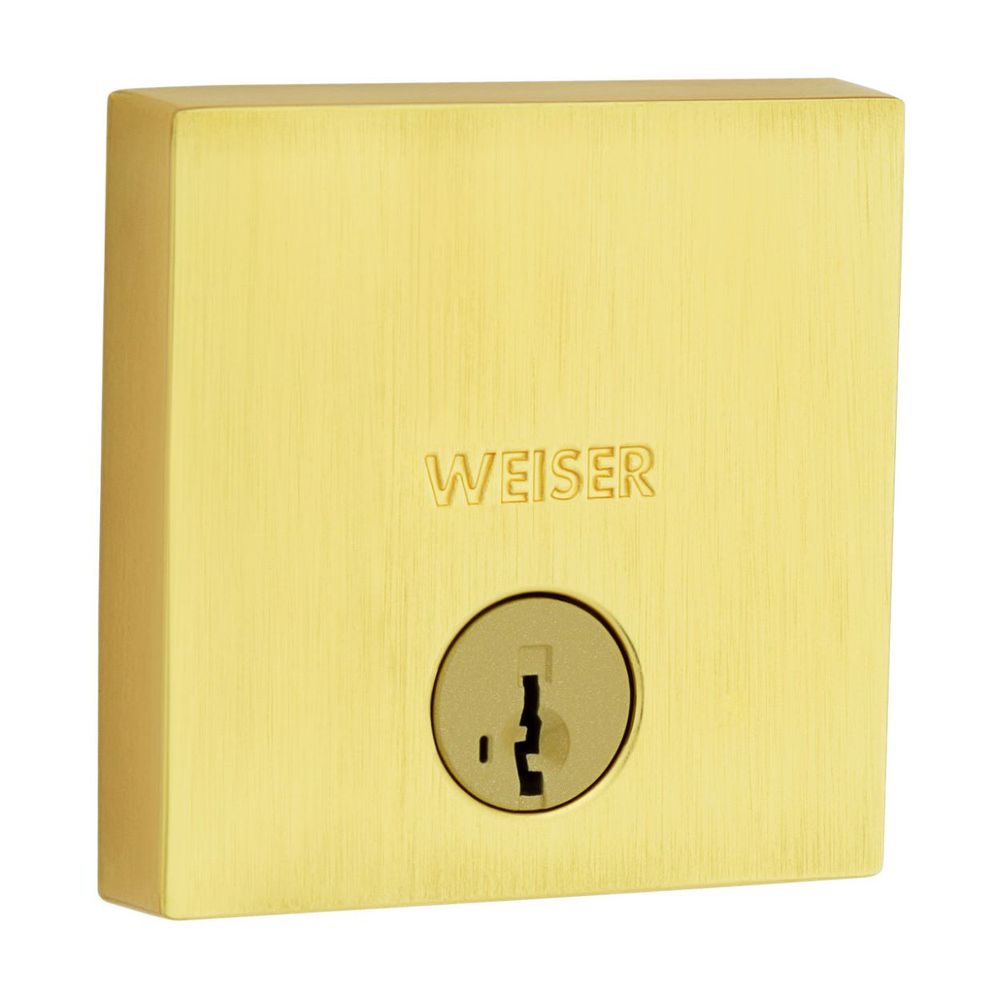 Weiser Downtown Square Deadbolt 4 Satin Brass 9GD14710-040 at Trail ...