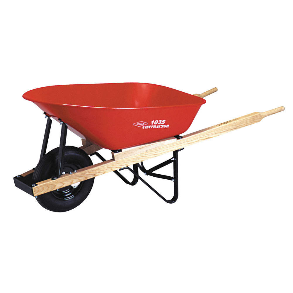 ERIE Deluxe Wheelbarrow with Steel Box and Hardwood Handles, 6 Cubic ...
