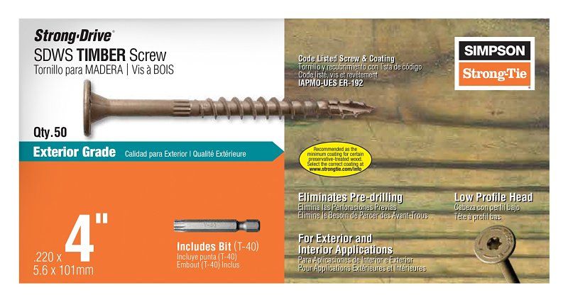 Simpson Multi-Purpose 4" Structural Wood Timber Screws 50pc at Builders ...