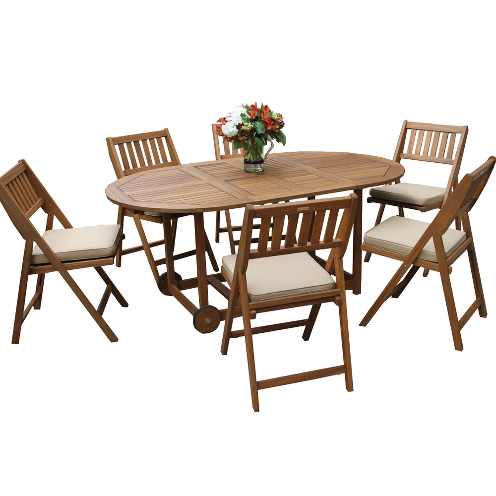 Outdoor Interior Eucalyptus Fold & Store Dining Set (7 pc.) at Moscow ...