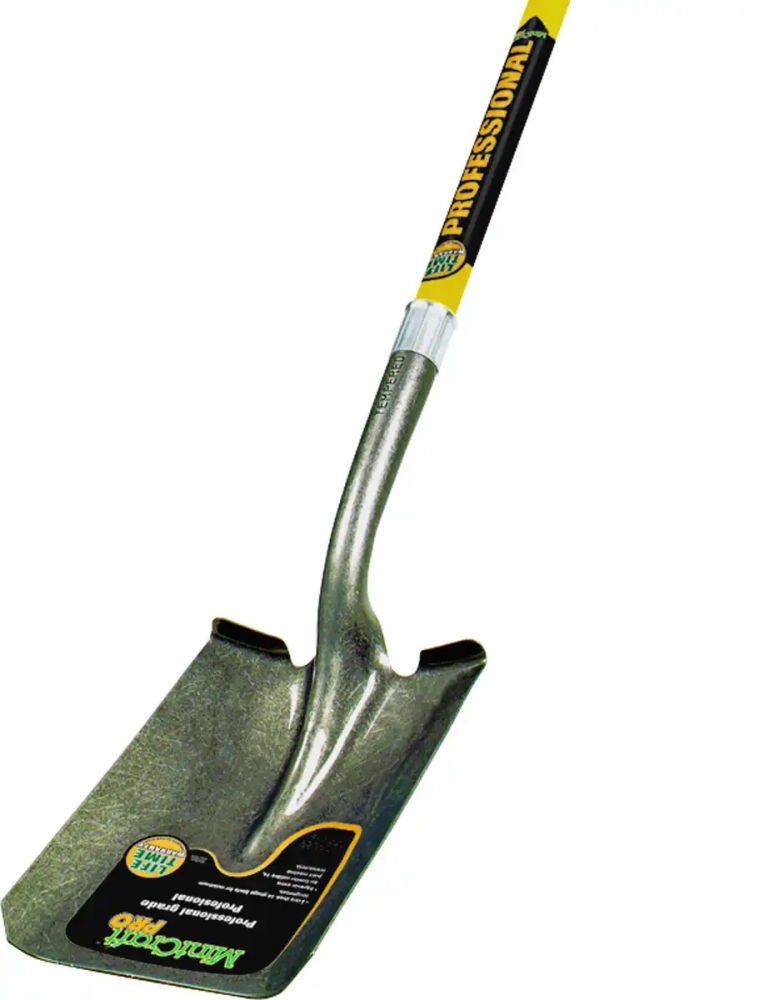 Vulcan Pro Flat Square Point Open Back Shovel with 48" Long Fiberglass ...
