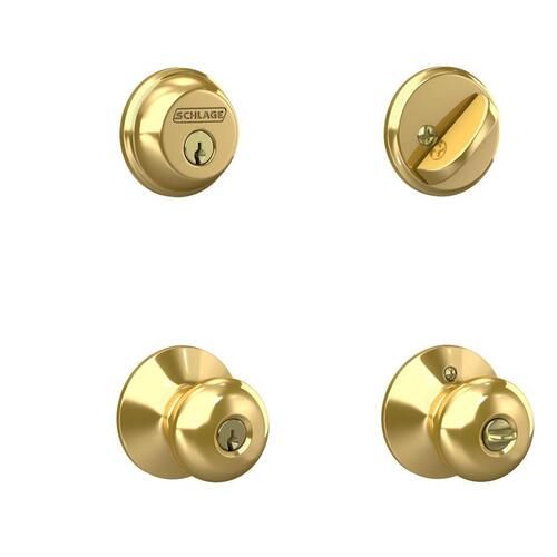 Schlage Plymouth Entry/Deadbolt Combo Set 605 Polished Brass at ...