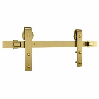 National Hdwr Brushed Gold Finish 72" IInterior Barn Door Rolling Hdwr ...