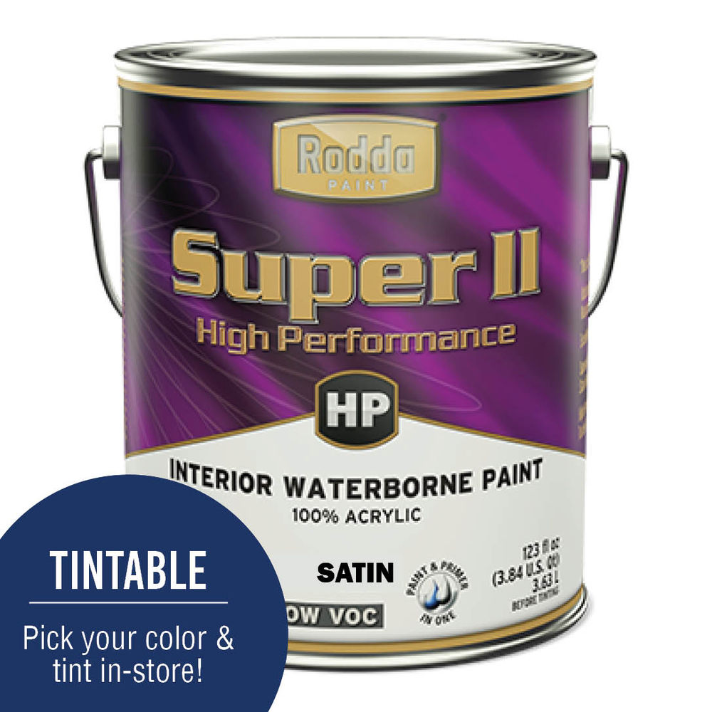 Rodda Super II Interior Waterborne Acrylic Satin White Paint Base 1 gal ...