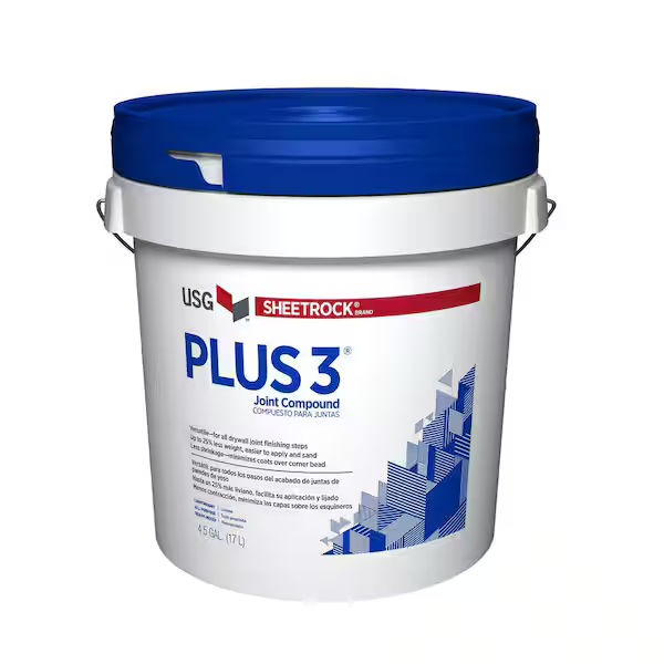 4.5 Gallon USG Plus 3 Finishing"Sheetrock" Joint Compound (Blue Lid) at ...