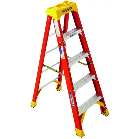 Werner 5' Fiberglass Step Ladder Orange 300 Lb (#6205) at Builders ...