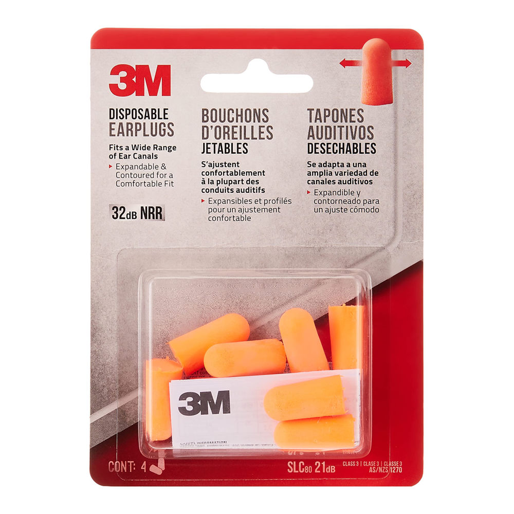 3M NRR-32 Disposable Orange Foam Earplugs (4 Pairs) at Moscow & Pullman ...