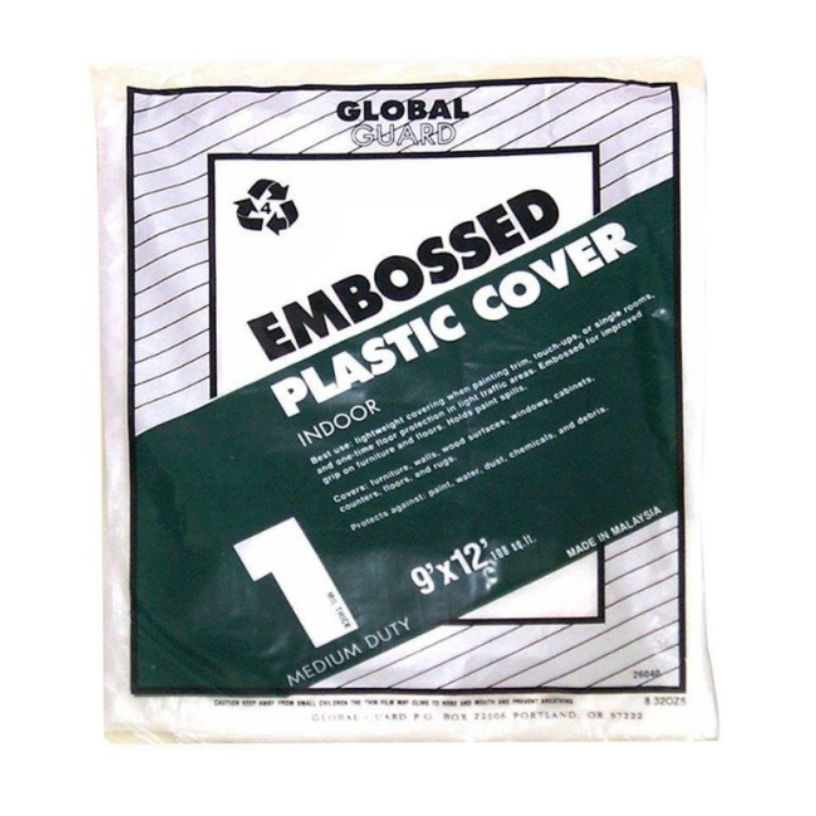 Global Guard 9 ft. x 12 ft. Embossed 1mil Plastic Drop Cloth at Moscow ...