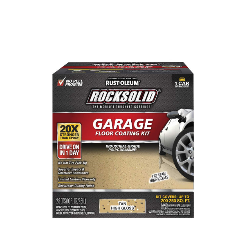 Rust-Oleum Rocksolid Garage Floor Coating Kit High-Gloss Tan 2.8 qt. at ...