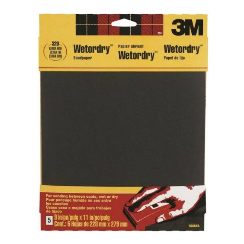 3M All Purpose Wet/Dry 9 in. x 11 in. Sandpaper Sheet 320 Grit (5 pk ...