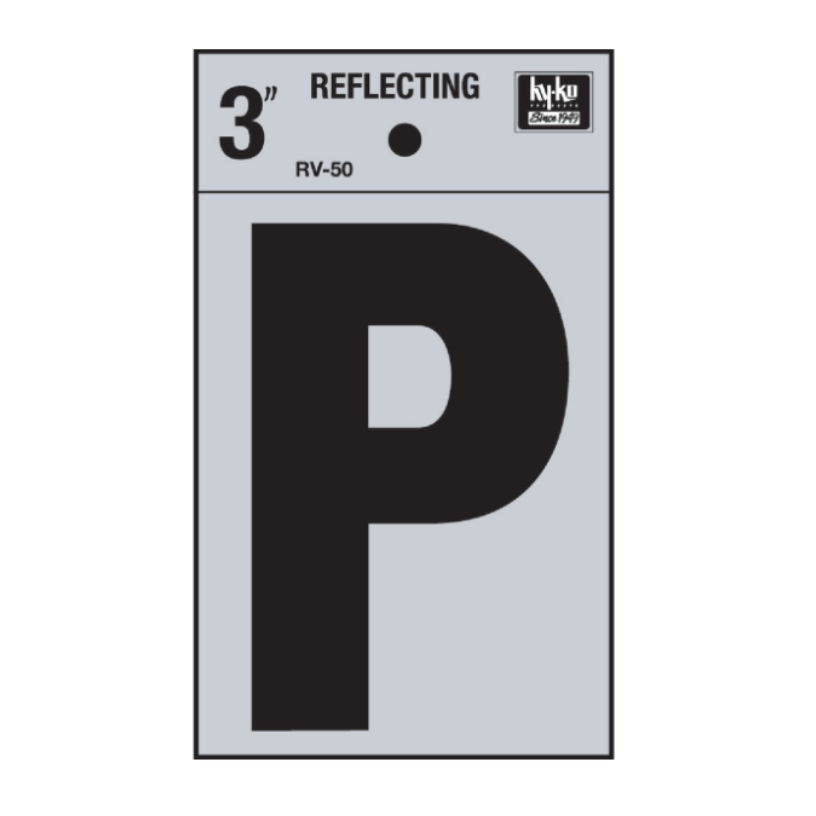 3 in. Reflective Adhesive Letter "P" at Moscow & Pullman Building ...