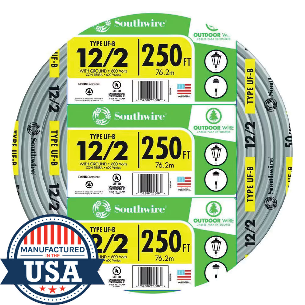 Southwire Romex SIMpull UF-B 12/2 Outdoor Underground Wire 250 ft. at ...