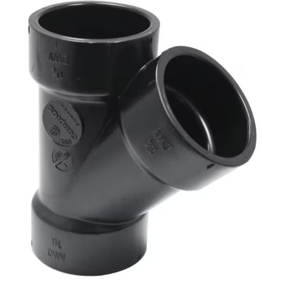 CANPLAS 1-1/4" Hub x Hub x Hub ABS 45 Degree Wye at New Canadians ...