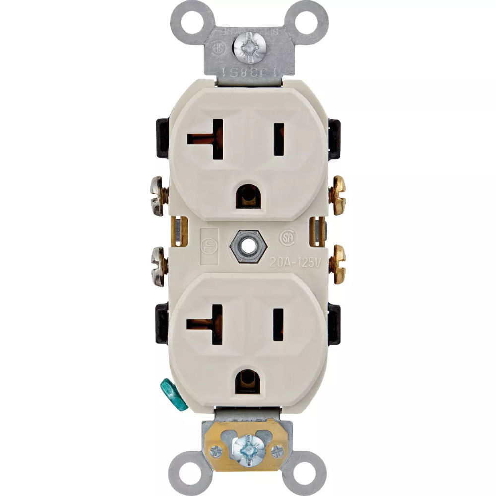 Leviton 20A Light Almond Commercial Grade 5-20R Combination Side Back ...